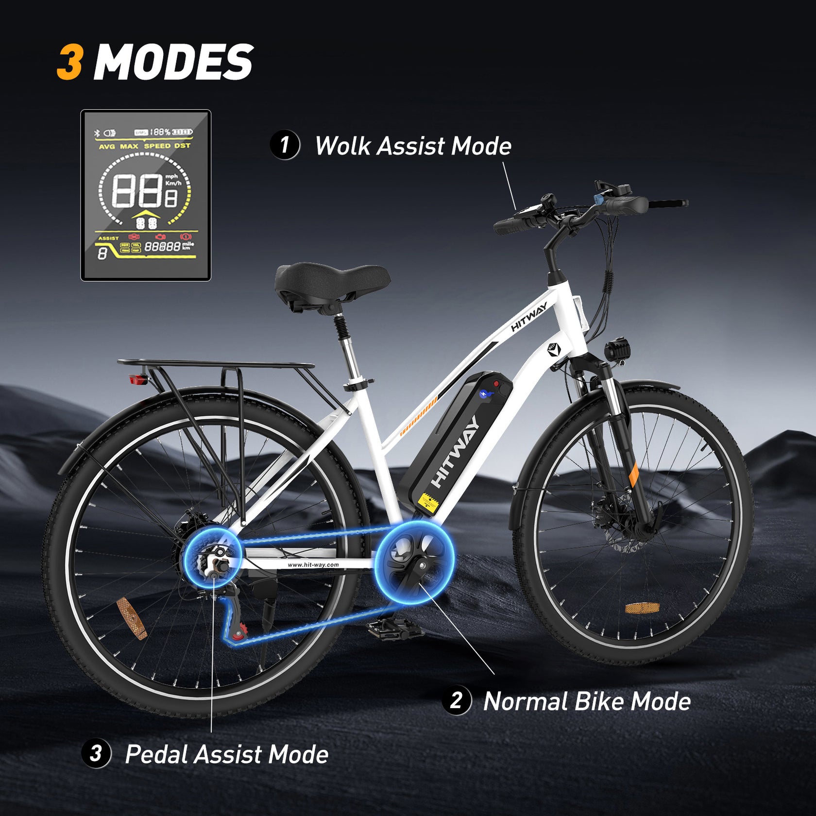 BK27 Electric Bike 28*2.0 in Tire City Ebike 250W Motor Road Legal ...